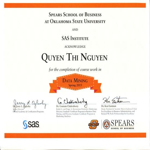 SAS & OSU Data Mining Certificate | PDF