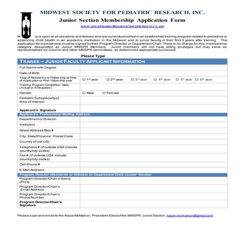 MWSPR Junior Section Application | PDF