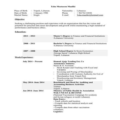 Taha-maaliki-cv | PDF