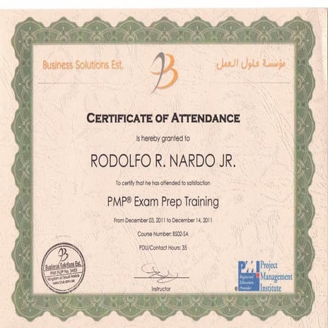 4. PMP TRAINING CERTIFICATE | PDF