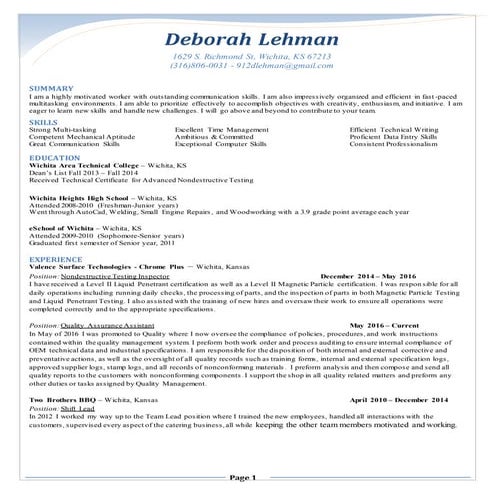 Deborah Lehman - Resume | DOCX | Human Resources | Business