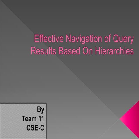 Effective Navigation of Query Results Based On Hierarchies | PPT