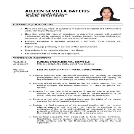 Updated CV - Aileen Batitis | PDF