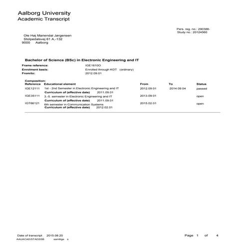 American University of Beirut Transcript of Records and Grades for Richard John Dagher | PDF