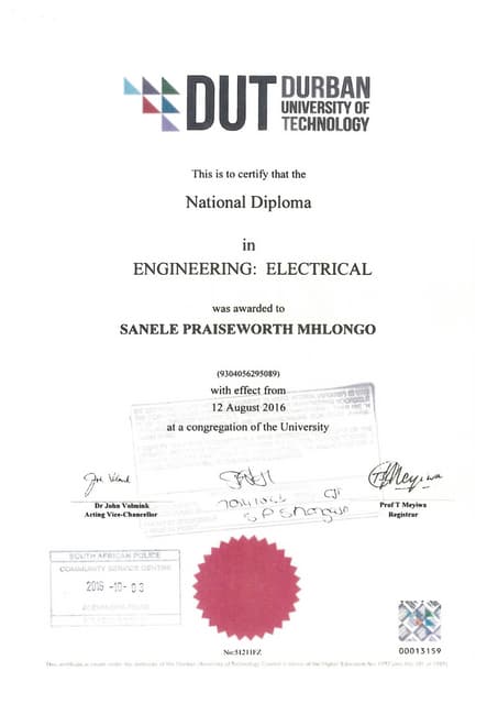 Certified matric certificate | PDF