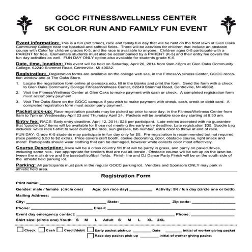 Color Run Entry Form | PDF
