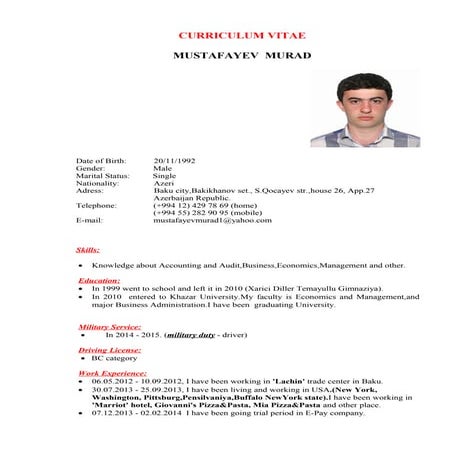 Murad Mustafayev,CV eng | PDF