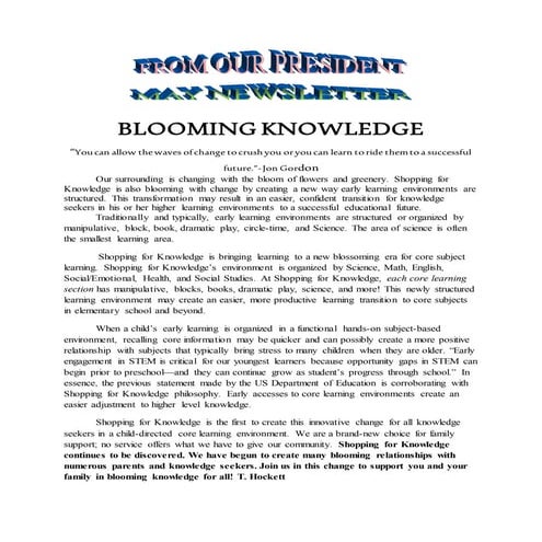 May Newsletter Blooming Knowledge | DOCX