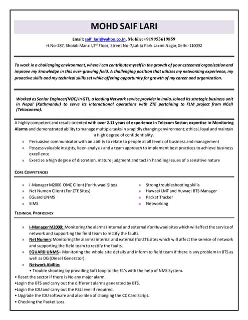 kk resume telecom | PDF