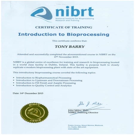 NIBRT Cert | PDF
