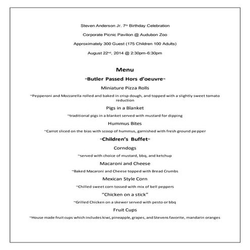 Steven Anderson Jr. Bday at zoo | PDF