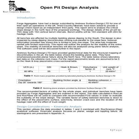 Open Pit Design Analysis | DOCX