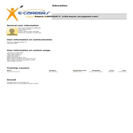 E-LEARNING COMPLETION REPORT FOR BASIC BOOK KEEPING | PDF | Technology ...