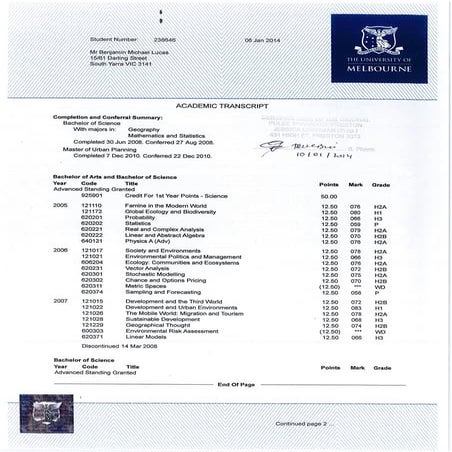 Transcript - Melb Uni | PDF