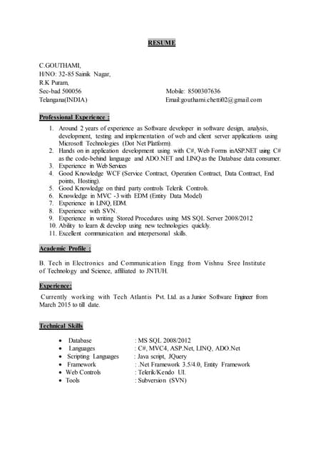 Gouthami Resume_2 | DOCX | Databases | Computer Software and Applications