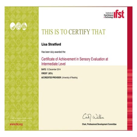 IFST Certificate | PDF