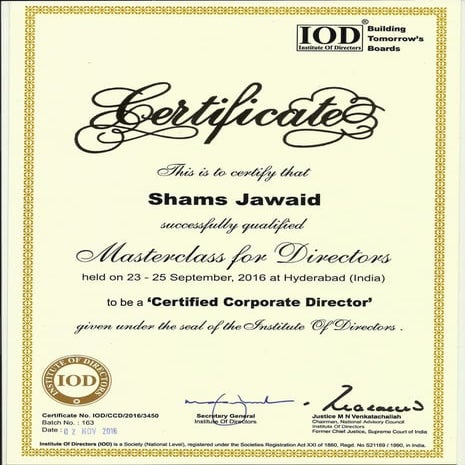 Certified Corporate Director Certificate 2016 | PDF