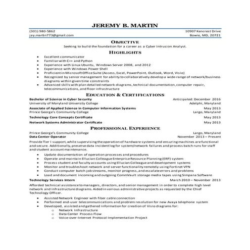 Jeremy Martin Resume | PDF