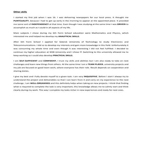 SAM'S PERSONAL RESUME | PDF