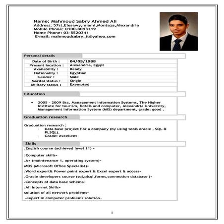Mahmoud Sabry Cv Pdf 