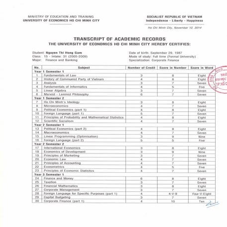 Bachelor transcript | PDF