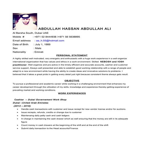 Abdullah Ali Curriculum Vitae (1) | PDF | Free Download