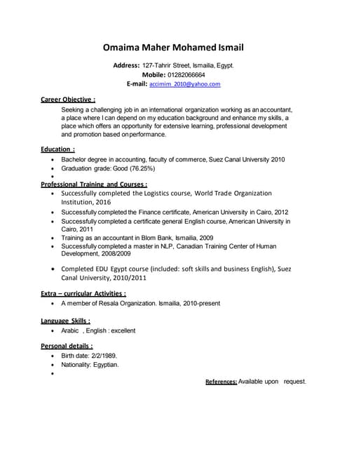 Aya osman -CV 2018 | PDF