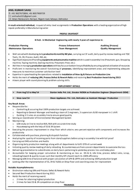 Resume of Anil Kumar sahu | PDF Resume of Anil Kumar sahu | PDF