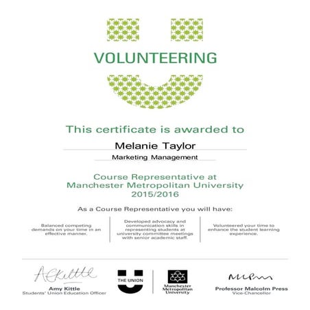 Course Rep Certificate | DOCX