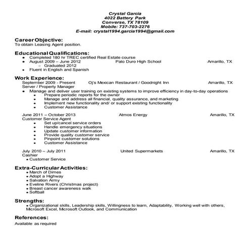 CrystalGarciaResume2016 | DOCX