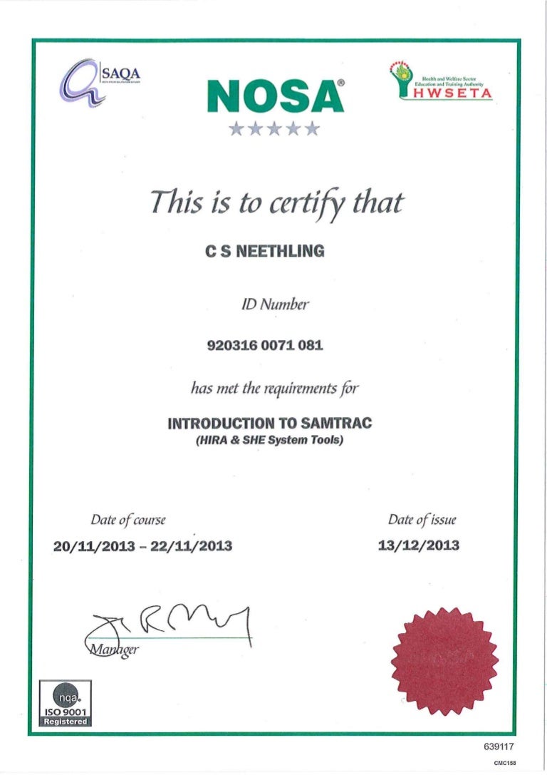 Introduction To Samtrac - Certificate