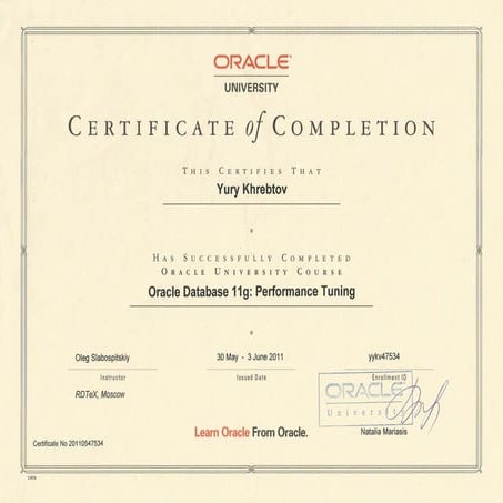 Oracle Database 11g Performance Tuning Pdf Databases Computer Software And Applications