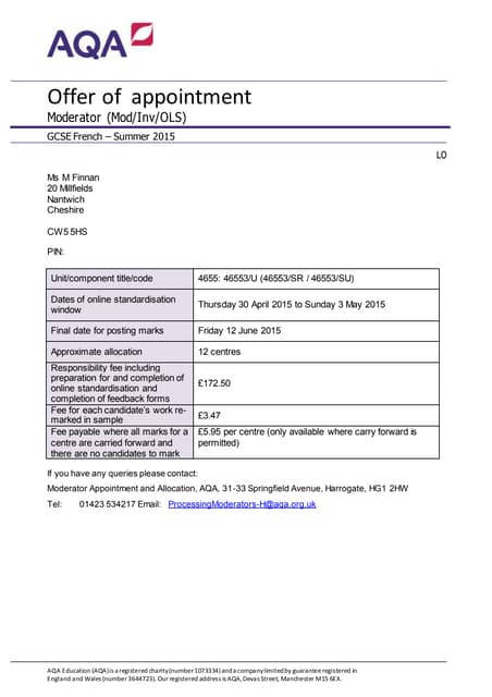 TRA outcome letter | PDF