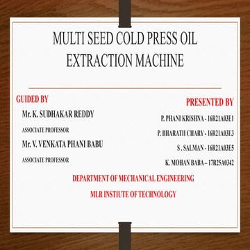 Multi seed cold press oil extraction machine | PPTX