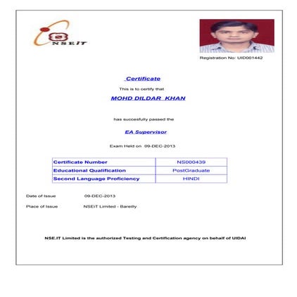 my certificate | PDF