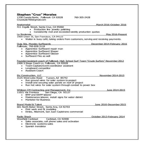 Stephen Cruz Morales Resume | DOCX