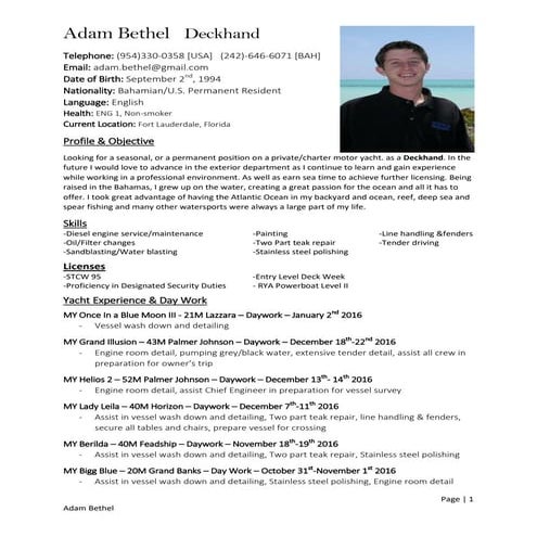 CV Adam B | PDF | Sailing | Sports