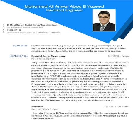 Mohamed Ali Anwar-Electrical Engineer | PDF