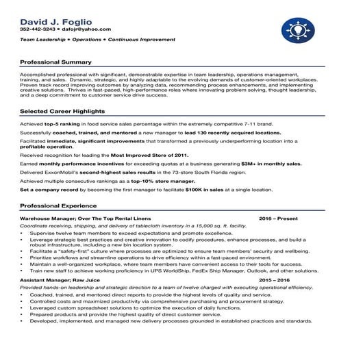 David Foglio Resume | PDF