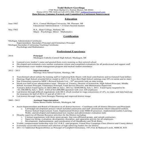 Todd R. Geerlings Resume - Education 2017 | PDF