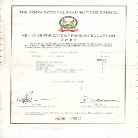 KCPE certificate | PDF
