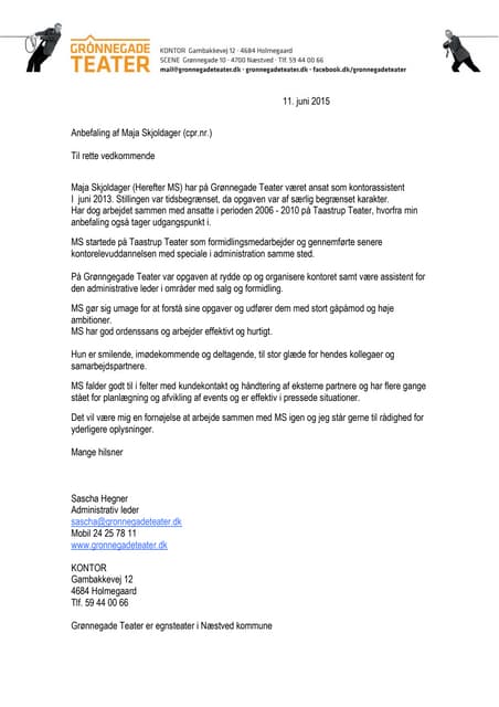 Anbefaling til piamaya daniela larsen | PDF