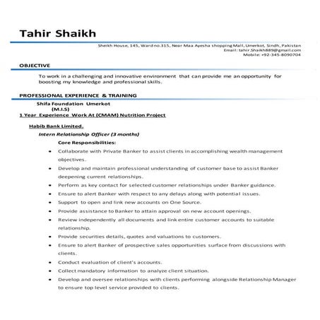 Tahir-cv | DOCX | Business Banking & Finance | Business