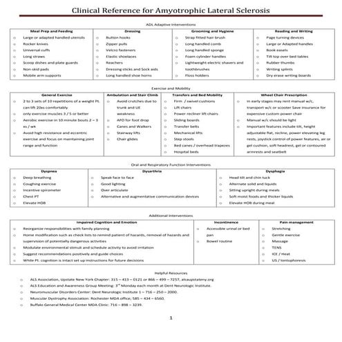 ALS Clinical Reference Handout | PDF