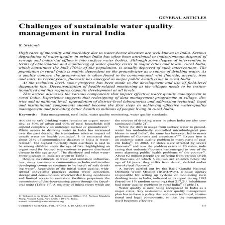 Challenges of sustainable water quality | PDF