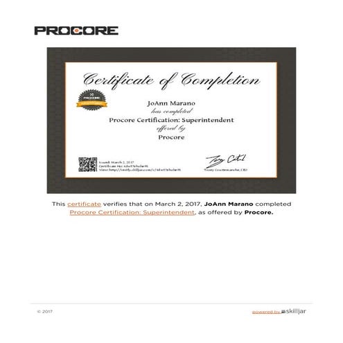 Procore Superintendent Certification | PDF
