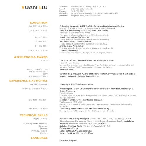 Liu-Yuan resume | PDF