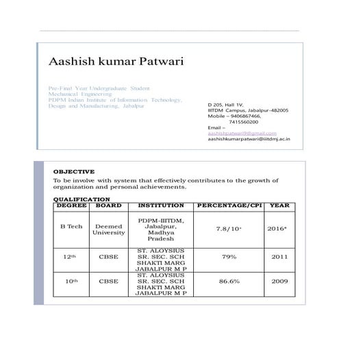 Aashish kumar Patwari | PDF