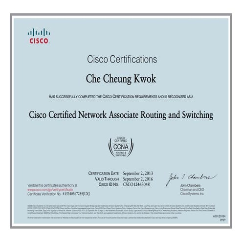 Cisco Certificate | PDF