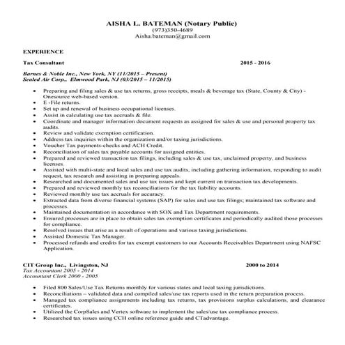 Aisha Bateman Resume | DOC